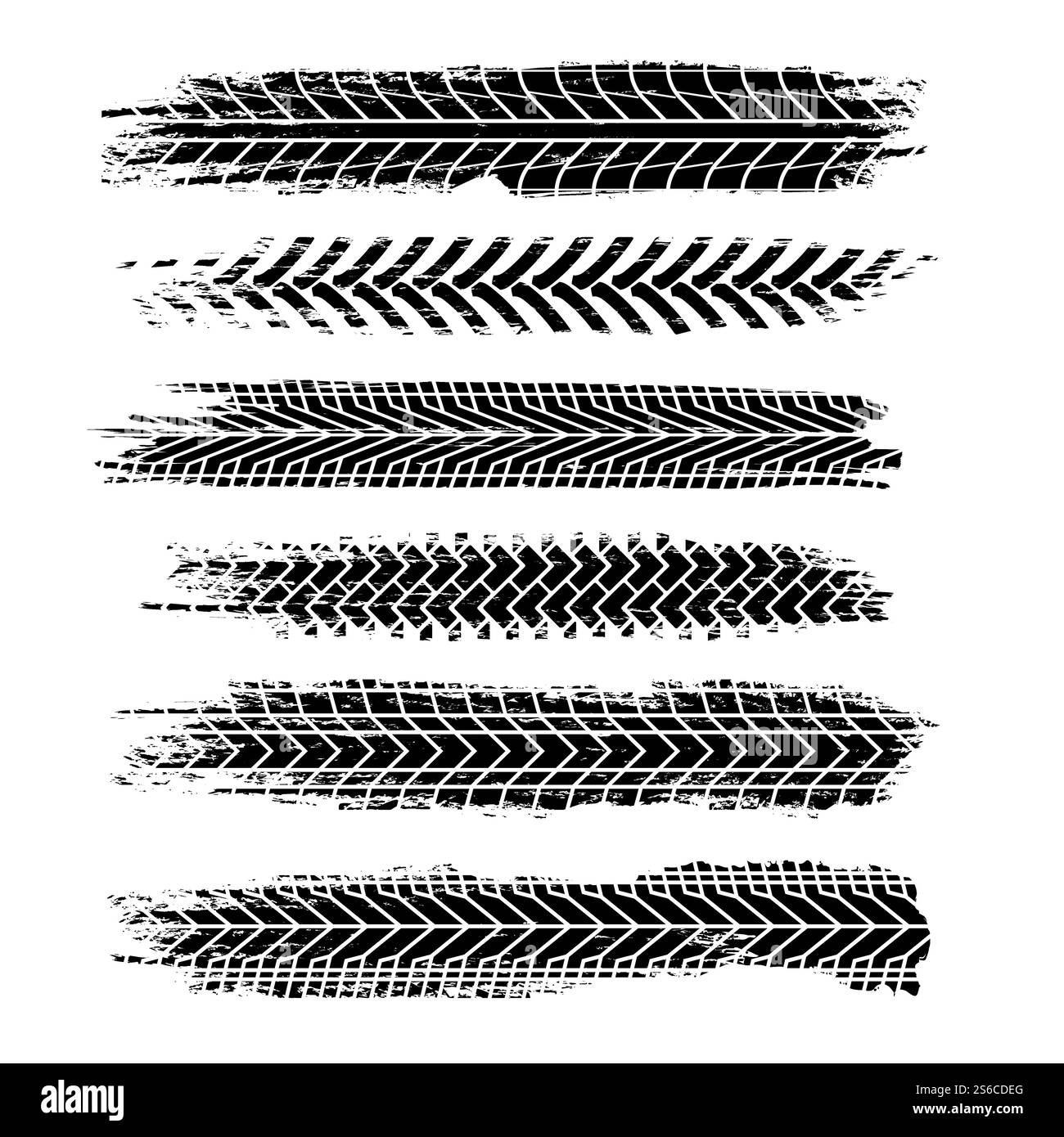 Tire tracks. Motorcycle, car and truck dirty grunge road tire prints ...