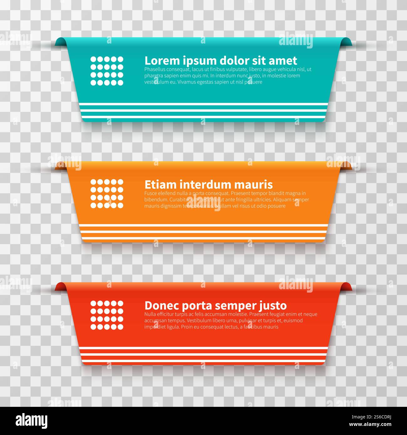 Infographic banners, vector color labels isolated on transparent ...
