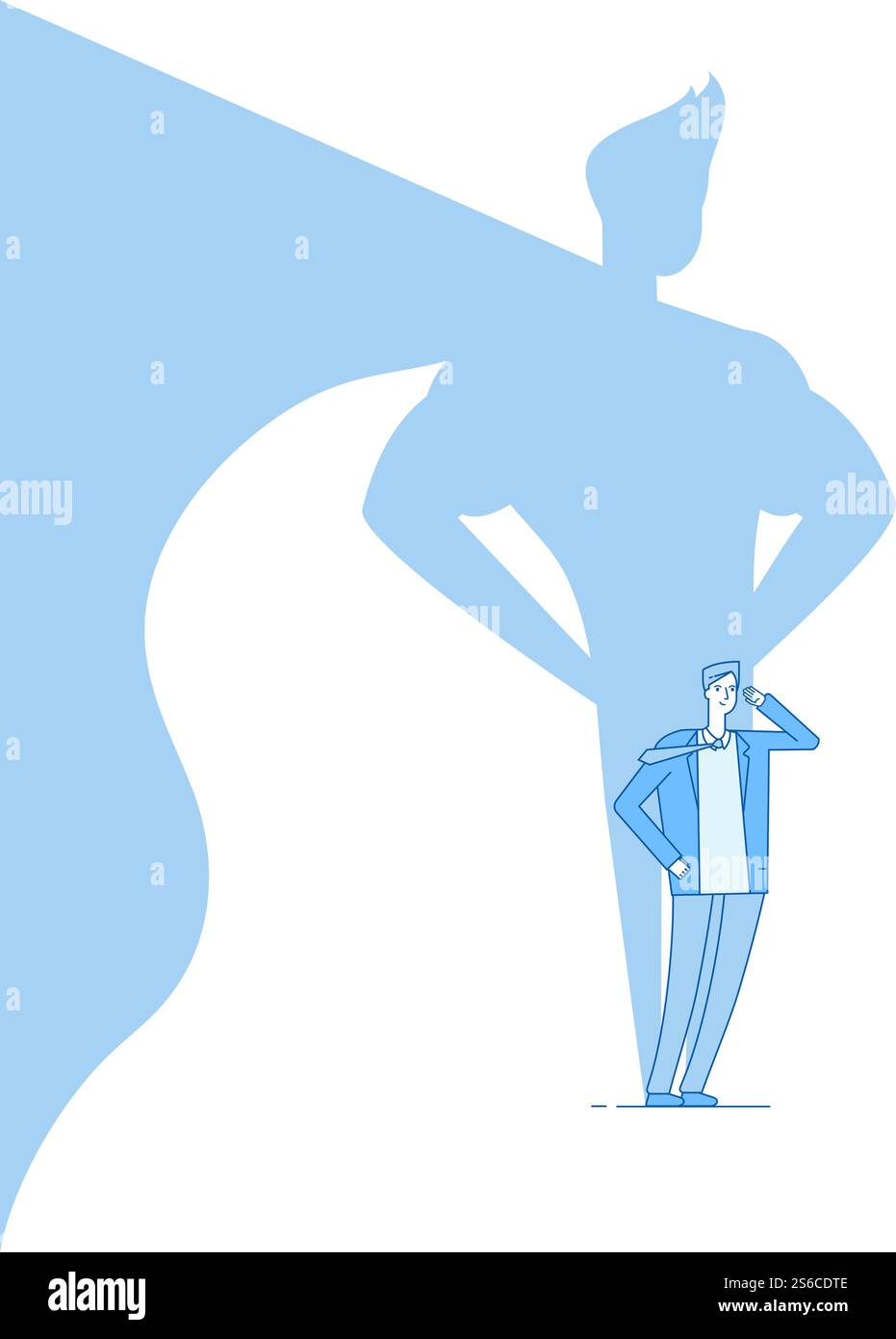 Businessman with superhero shadow. Strong man leader business power ...