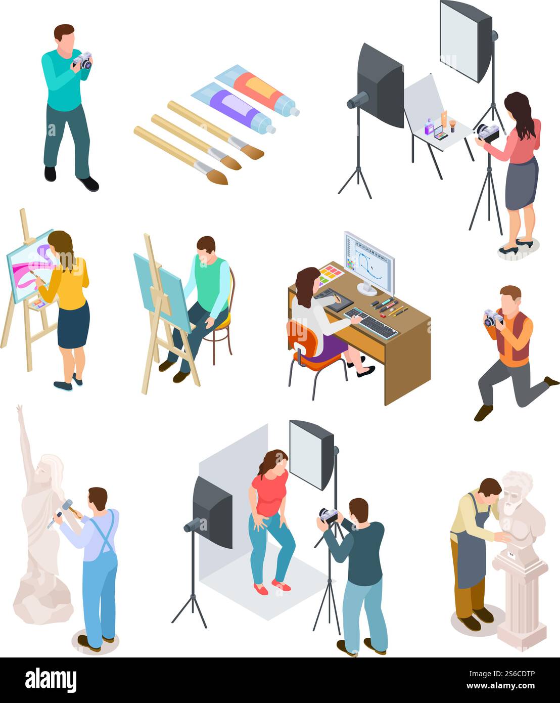 Isometric artist. Art studio artistic photo sculpture artists sculptor ...