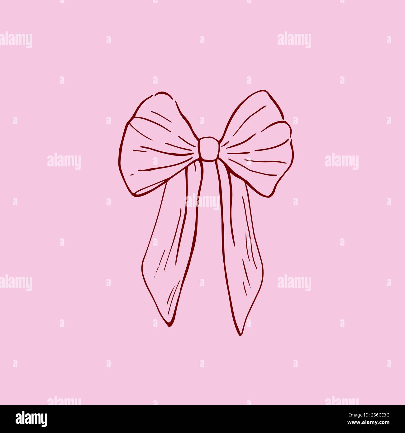 Cherry bow whimsical vector hand drawn illustration Stock Vector Image ...