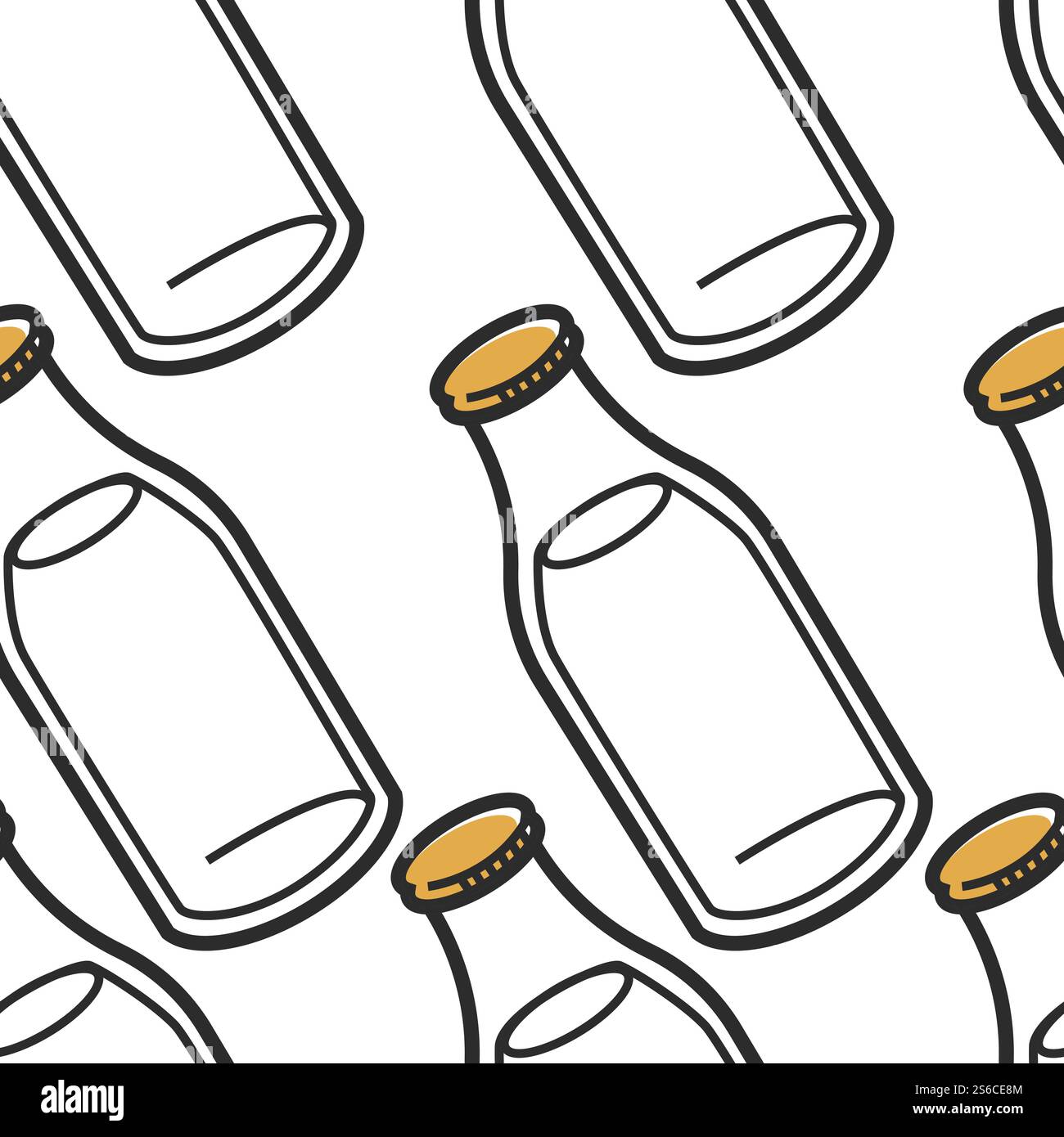 USSR food milk in bottle seamless pattern history and dairy product ...