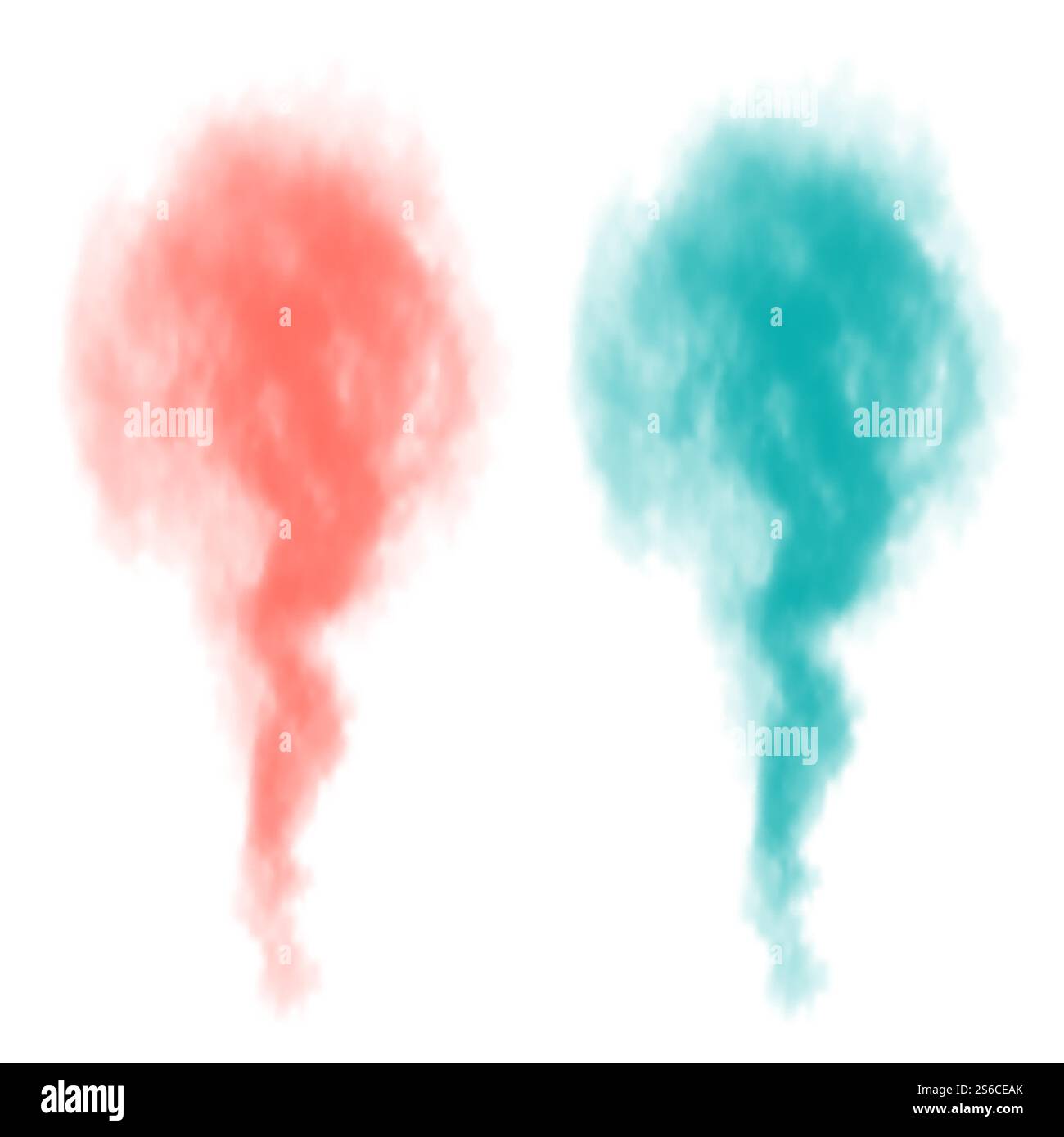 Turquoise and coral smoke bomb vector isolated on white background ...
