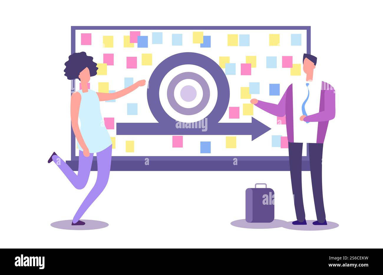 Agile method presentation. Vector businesspeople and scrub board. Agile ...