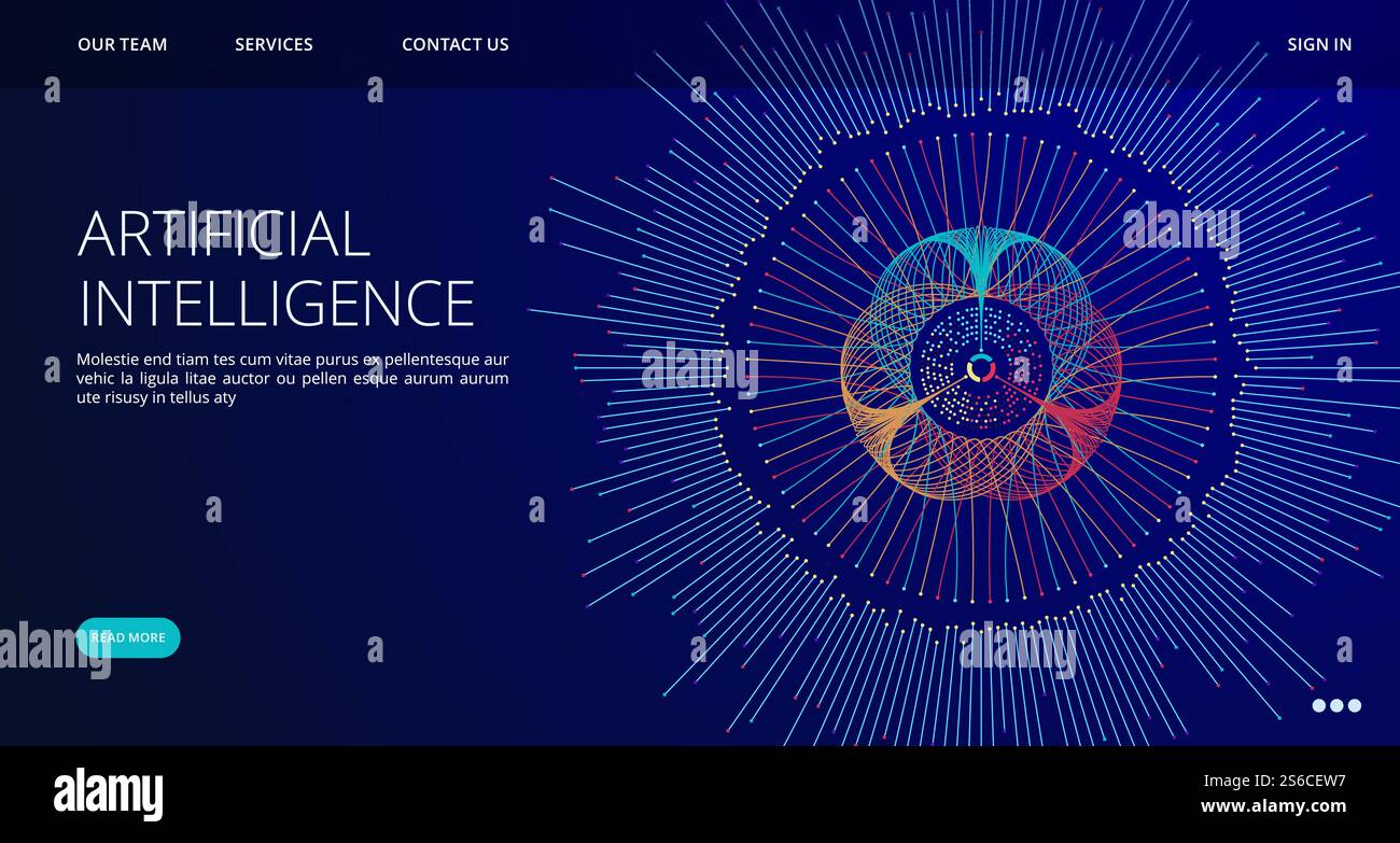 Artificial Intelligence landing page. Vector AI concept web banner ...