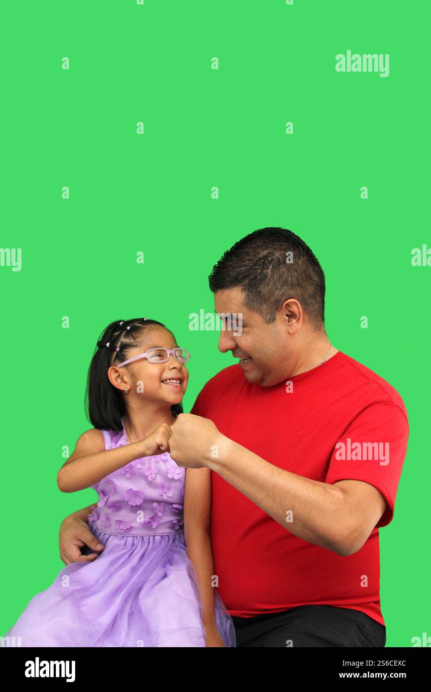 Divorced single dad with his brunette Latin daughter dressed in a ...
