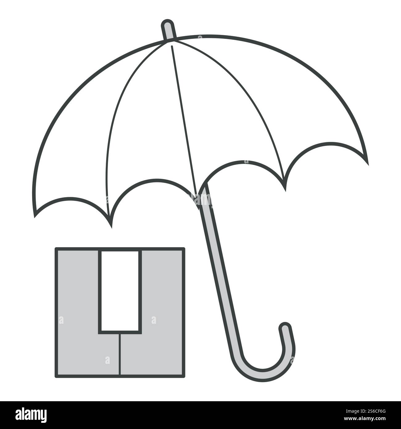 Packaging, parcel with umbrella, keep dry sign, shipping and ...