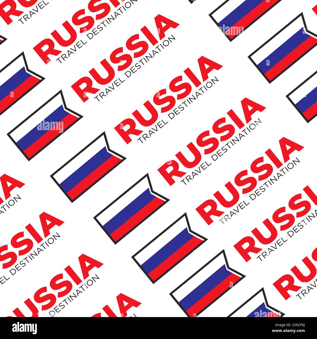 Russian national flag Russia travel destination seamless pattern vector ...