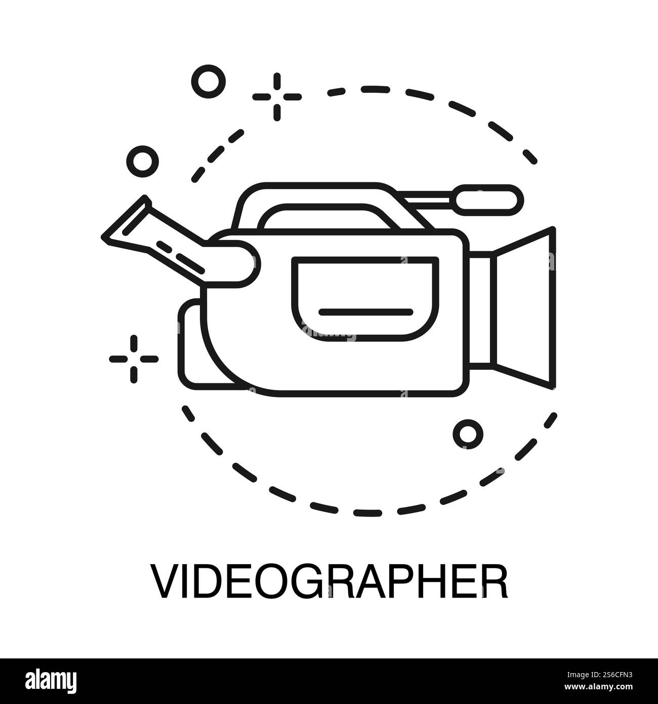 Video camera symbol isolated outline icon, videographer equipment ...