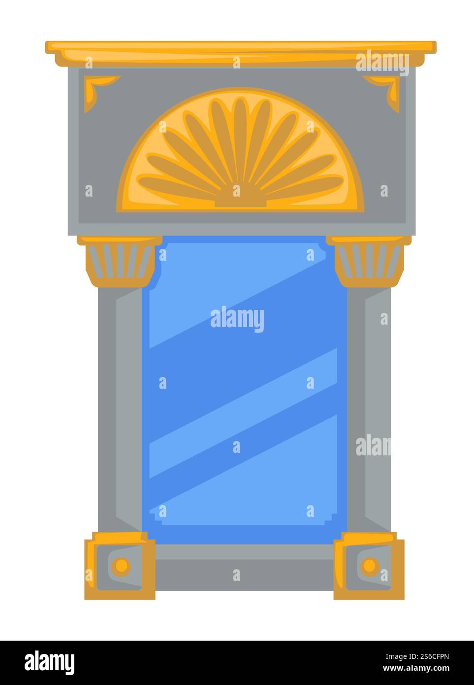 Mirror in frame with columns or pillars and golden elements, Empire ...