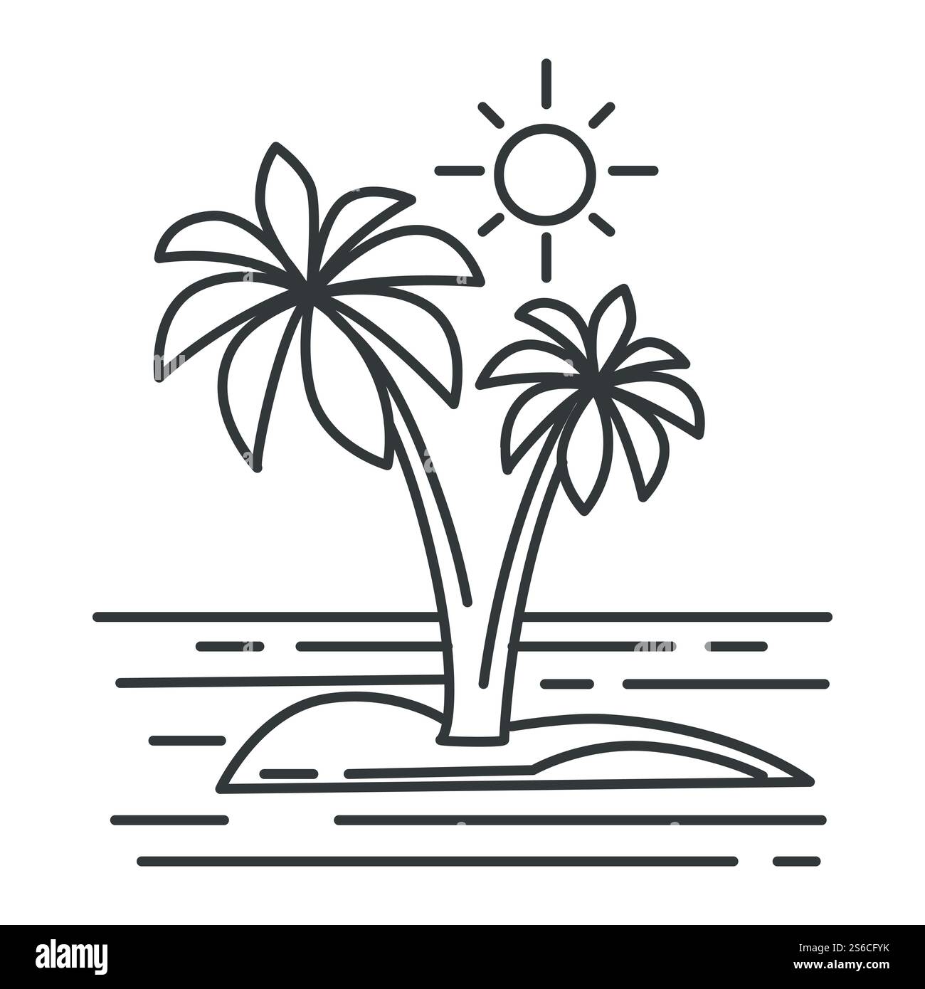 Tropical island in ocean outline sketch hi-res stock photography and ...