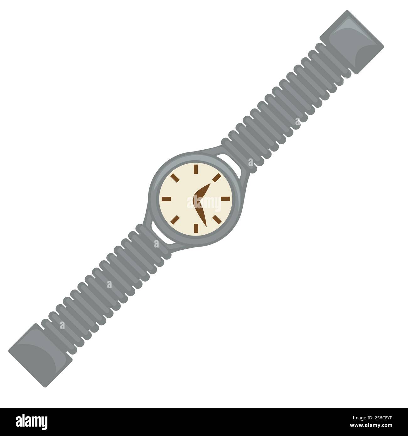 Watch or silver wrist clock, dial and belt, retro 40s design, isolated ...