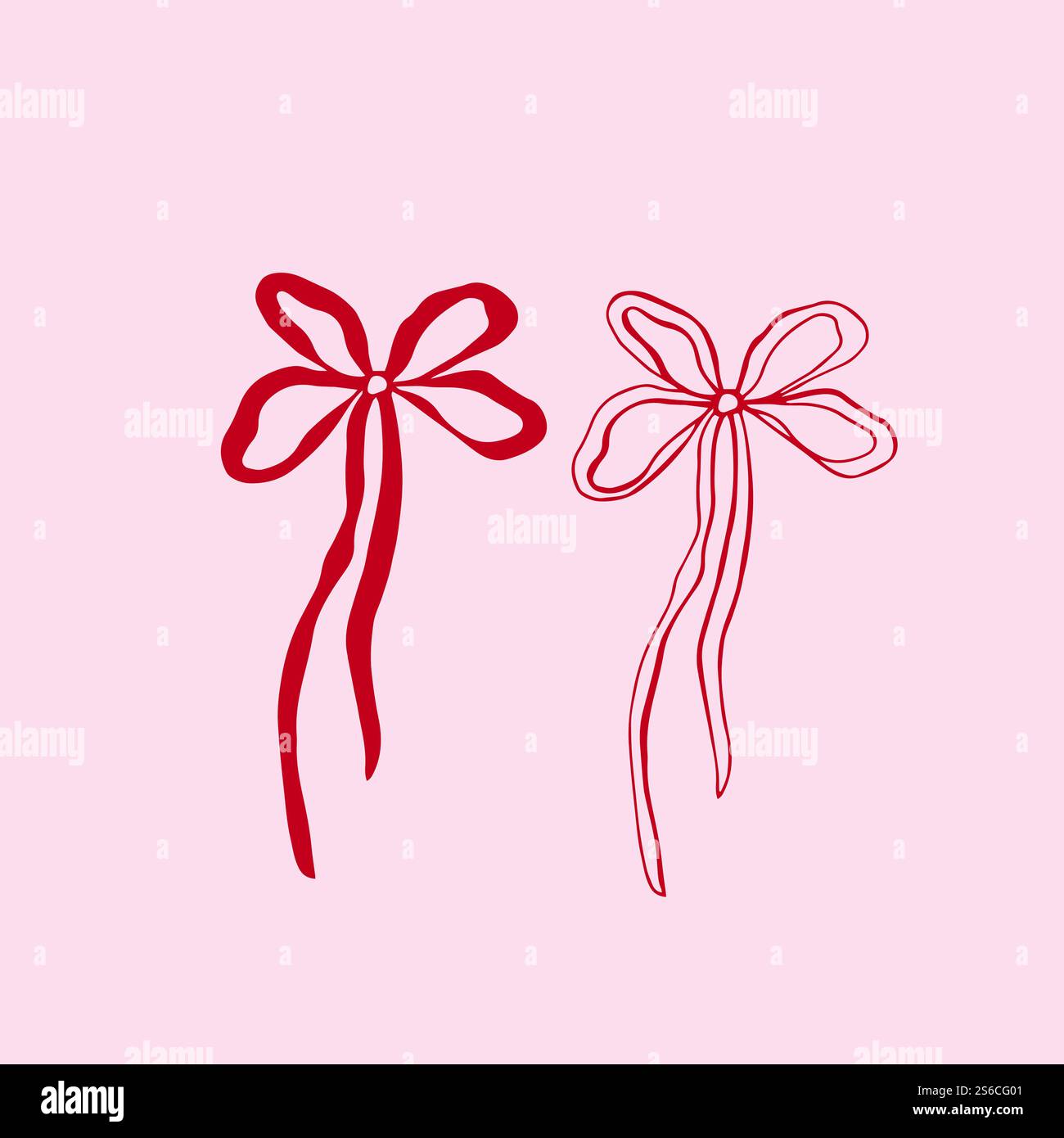 Cherry bow whimsical vector hand drawn illustration Stock Vector Image ...