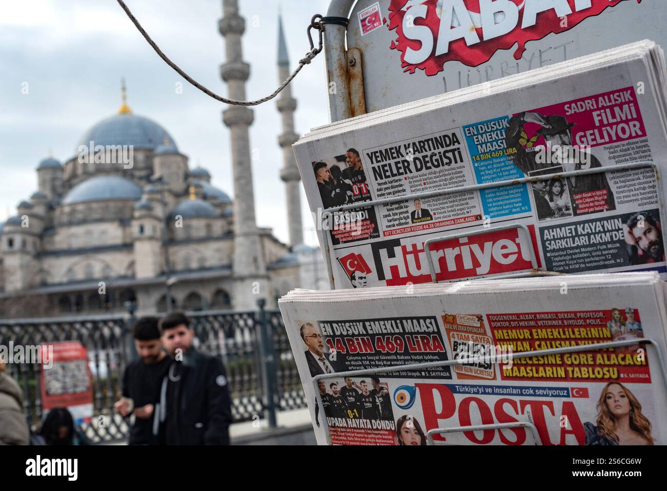 Istanbul, Turkey. January 8th 2025. Turkish daily newspapers displayed ...