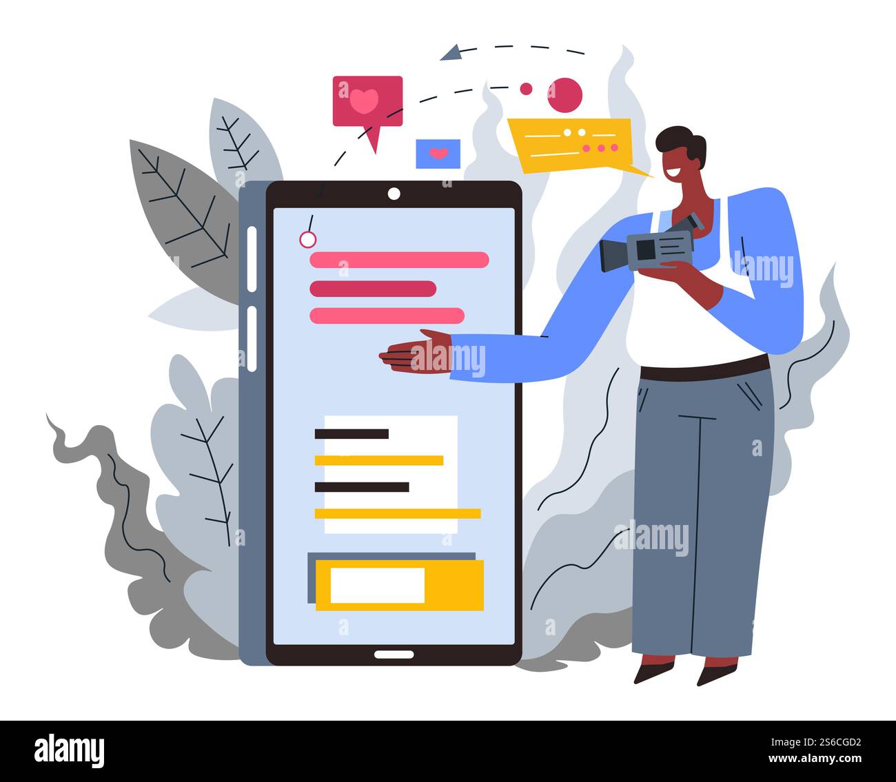 Guy making mobile device review or feedback Stock Vector Images - Alamy