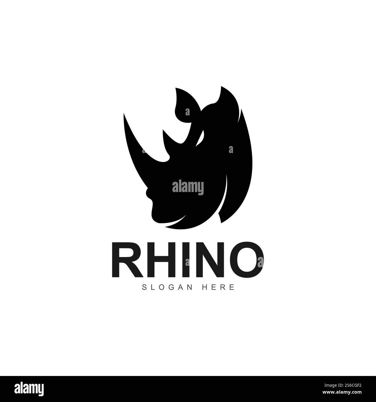 rhino head silhouette logo icon vector illustration template Stock ...