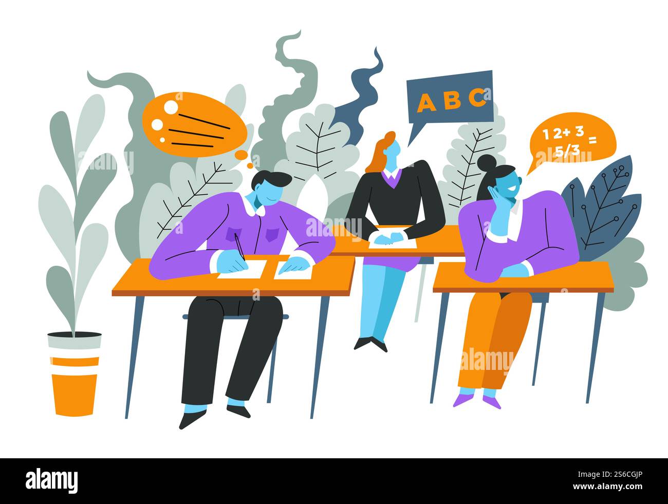 Junior high students classroom Stock Vector Images - Alamy