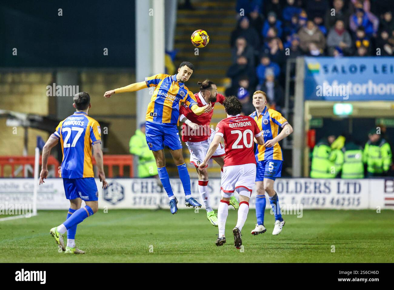 #2, Luca Hoole of Shrewsbury Town & #26, Steven Fletcher of Wrexham ...