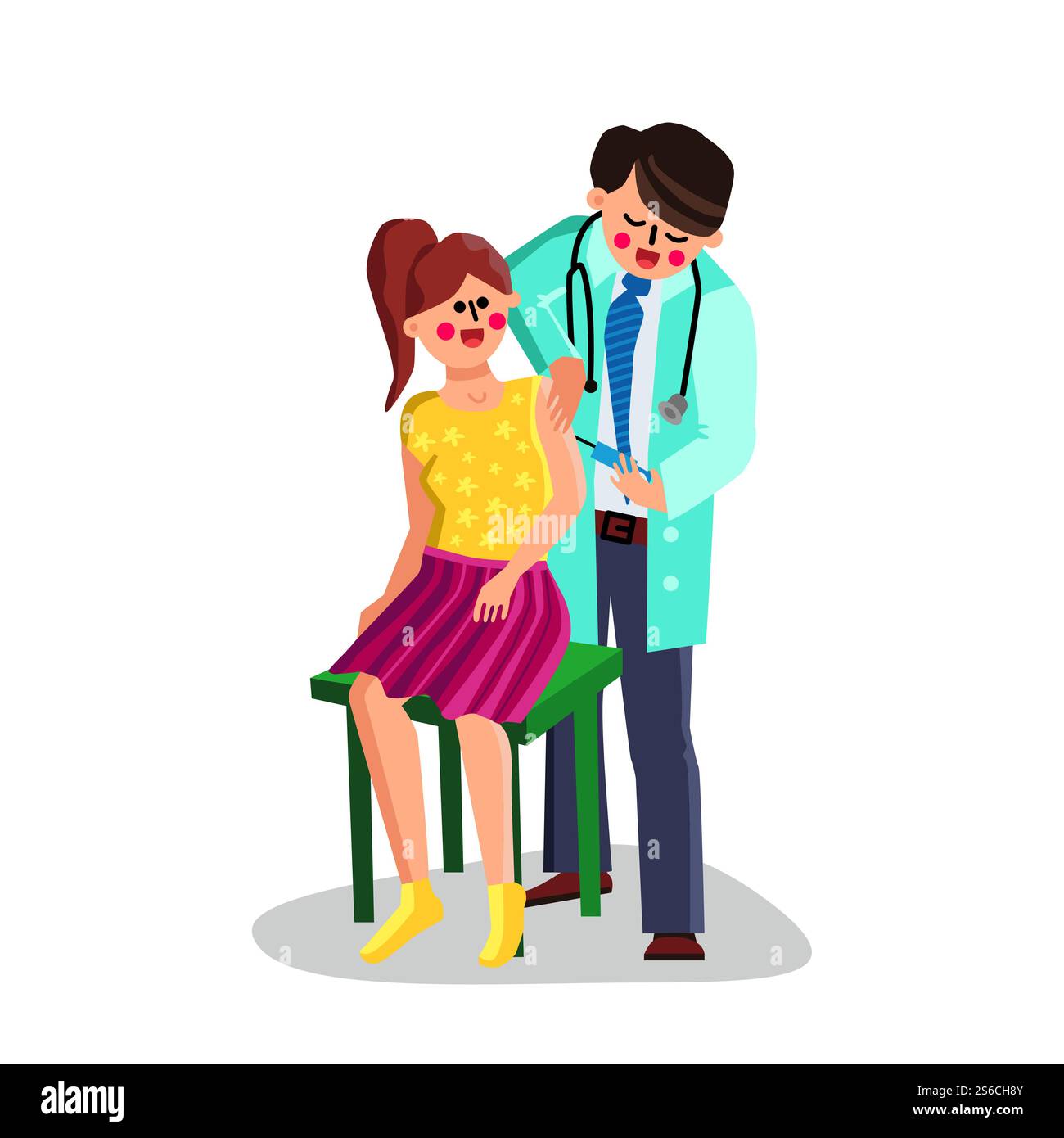 Doctor Doing Vaccine Syringe To Patient Vector. Nurse Man Make Vaccine ...