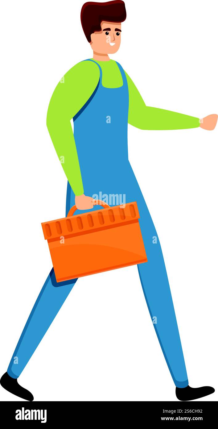 Technician with toolbox icon. Cartoon of technician with toolbox vector ...