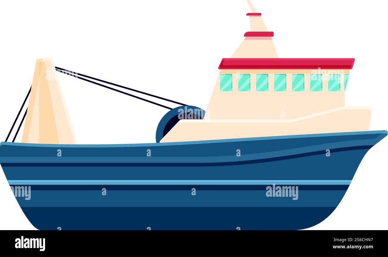 Large fishing boat icon. Cartoon of large fishing boat vector icon for ...