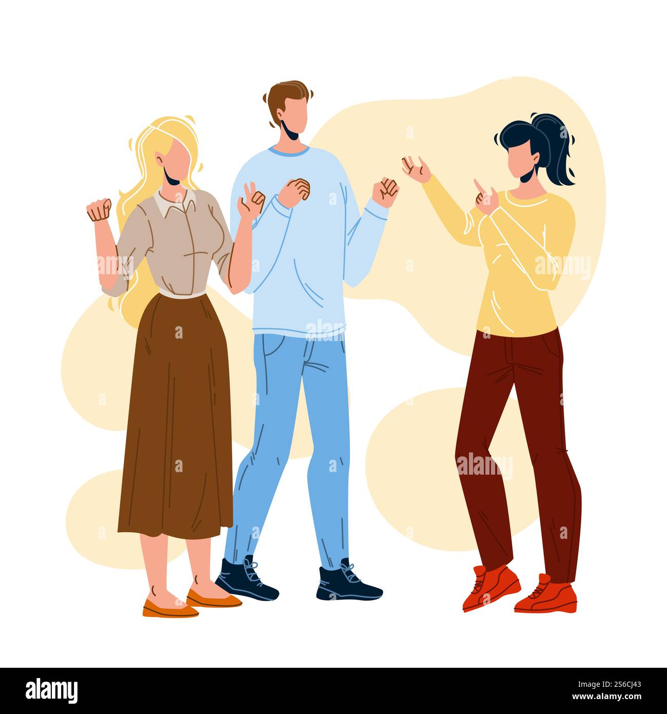 Deaf People Communication Sign Language Vector. Deaf Young Man And ...