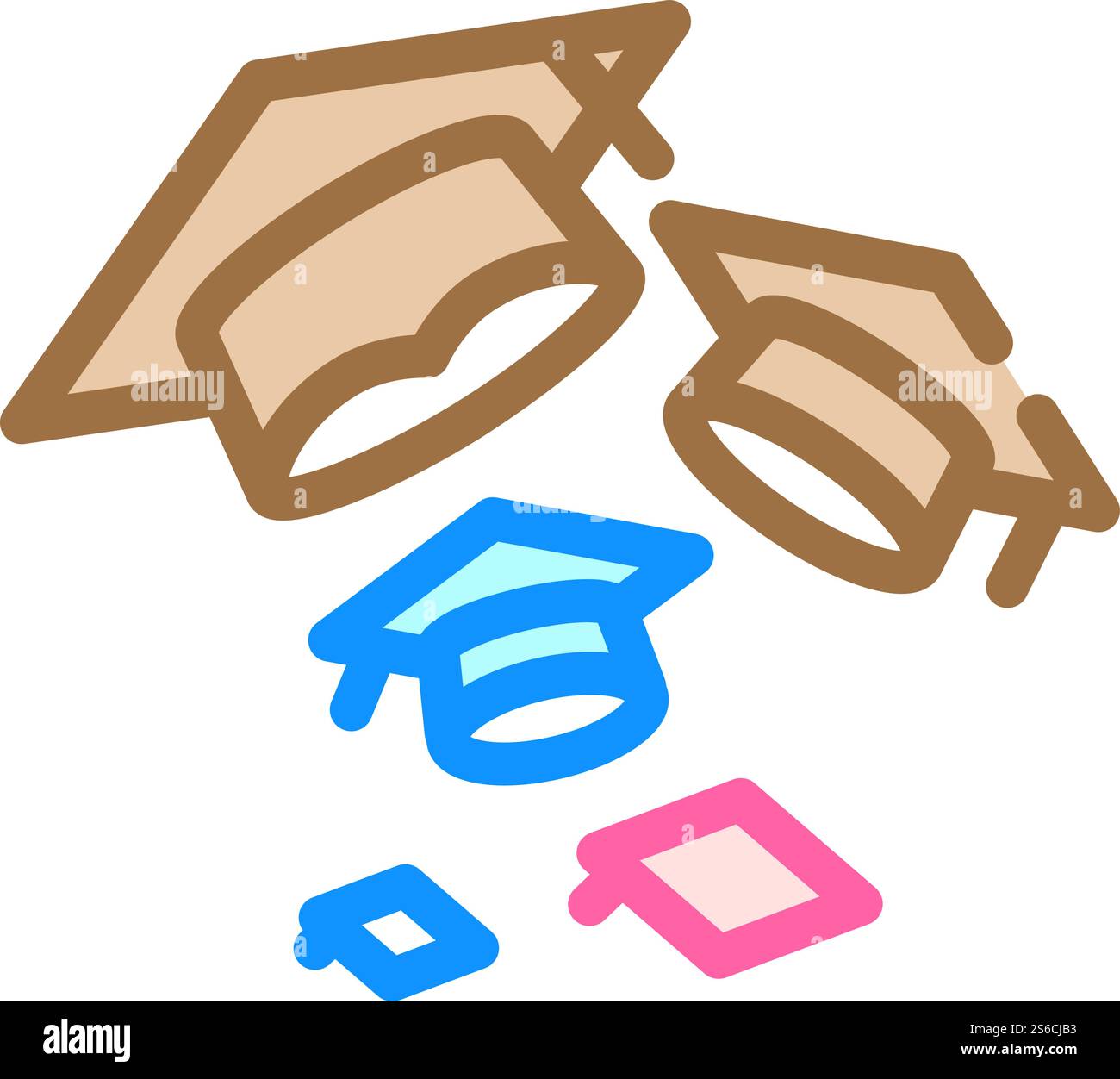 celebration graduation fly caps color icon vector. celebration ...