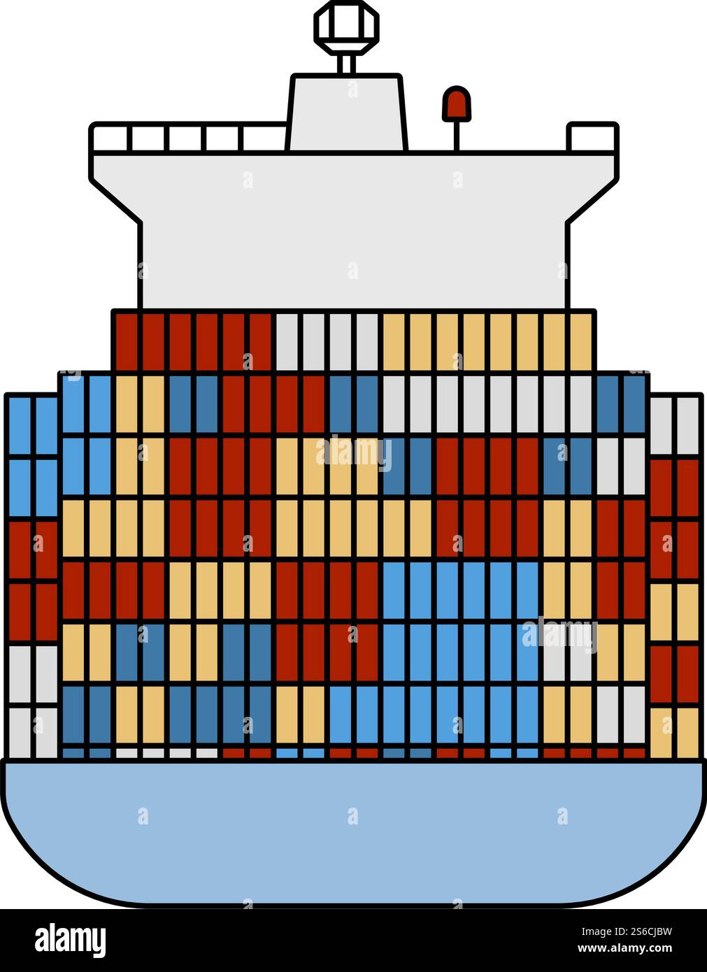 Container Ship Icon. Editable Outline With Color Fill Design. Vector ...
