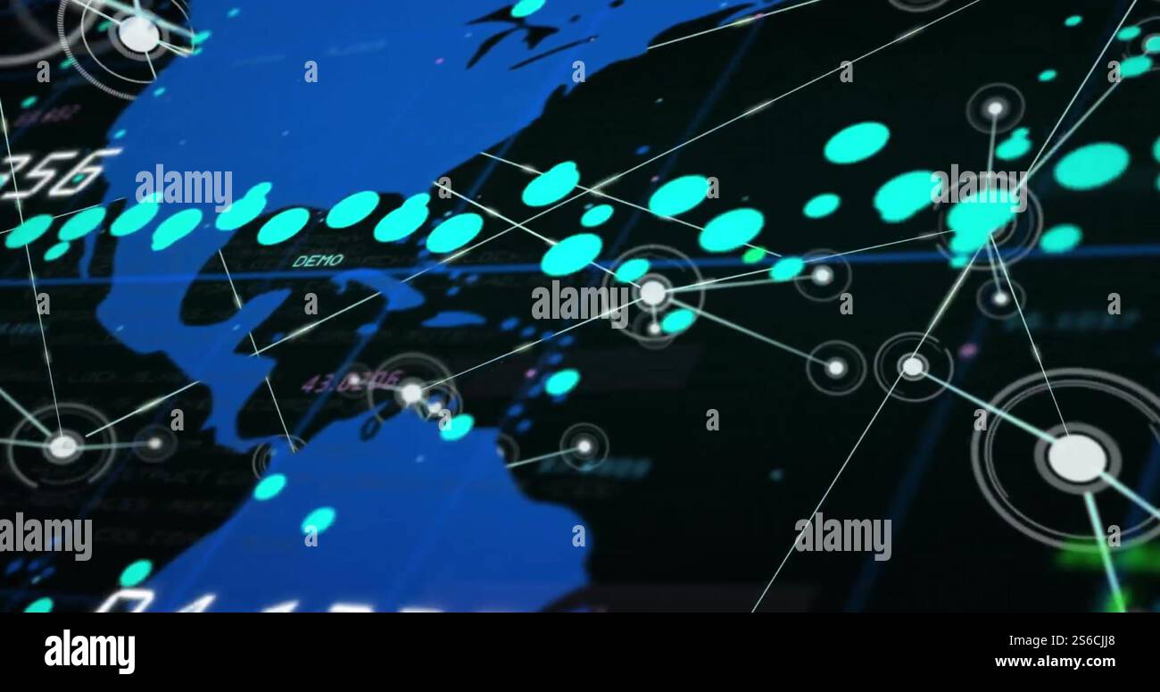 Image of network of connections over world map Stock Photo - Alamy