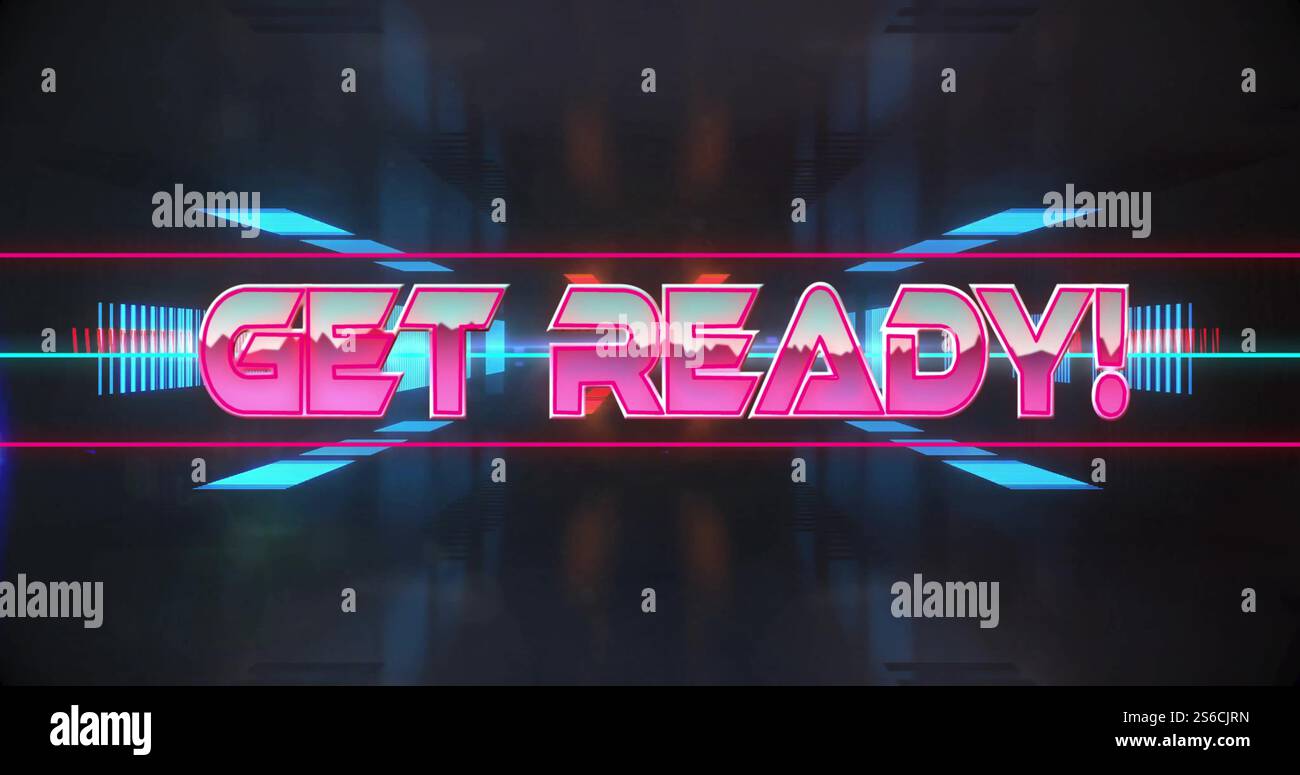 Image of get ready text over neon tunnel Stock Photo - Alamy