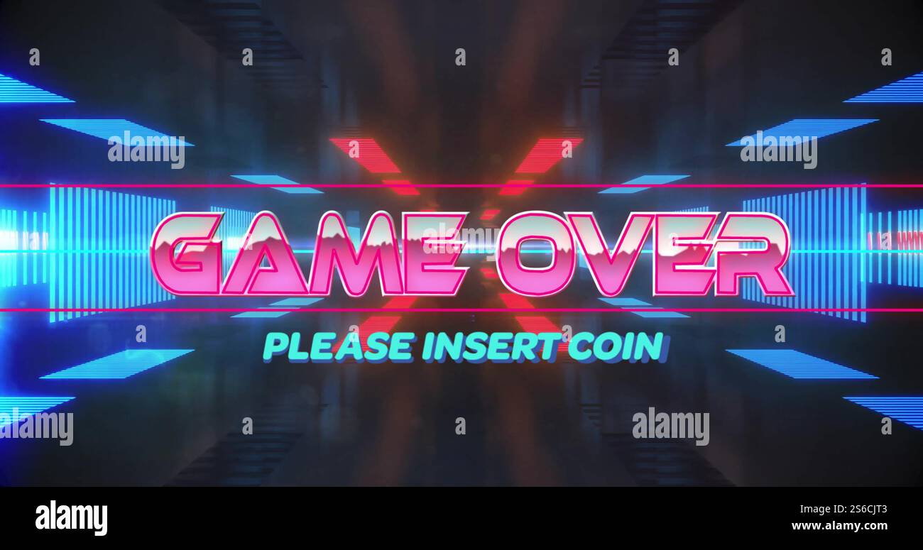 Game over text animation retro hi-res stock photography and images - Alamy