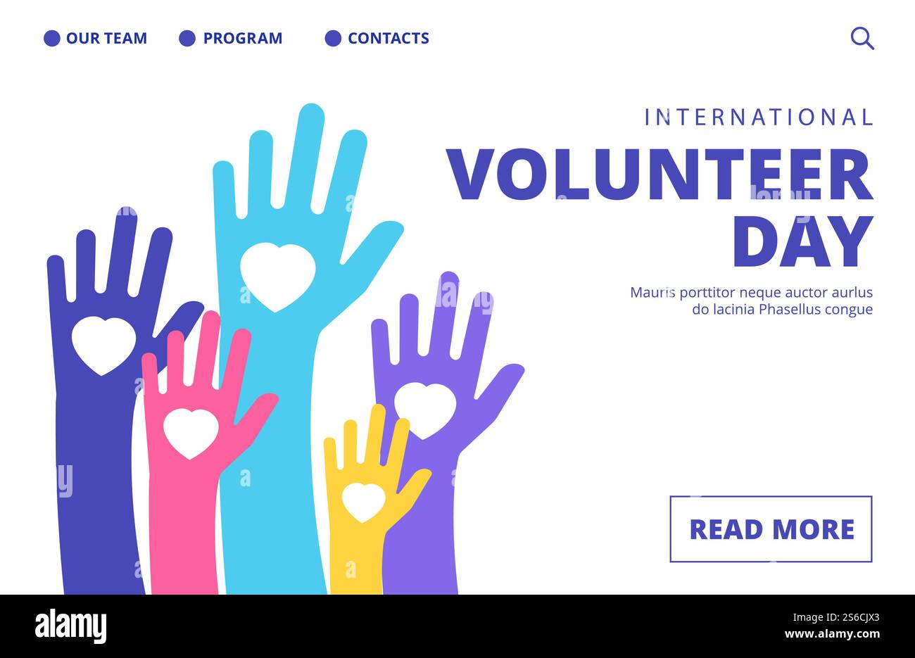 Volunteer day landing page. Vector volunteering banner template ...