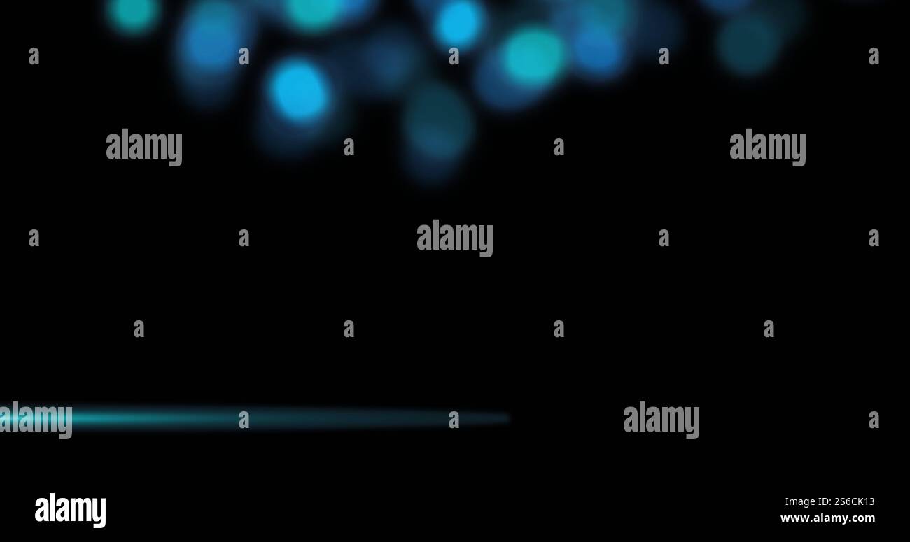 Image of flashing defocused blue light spots on black background Stock ...