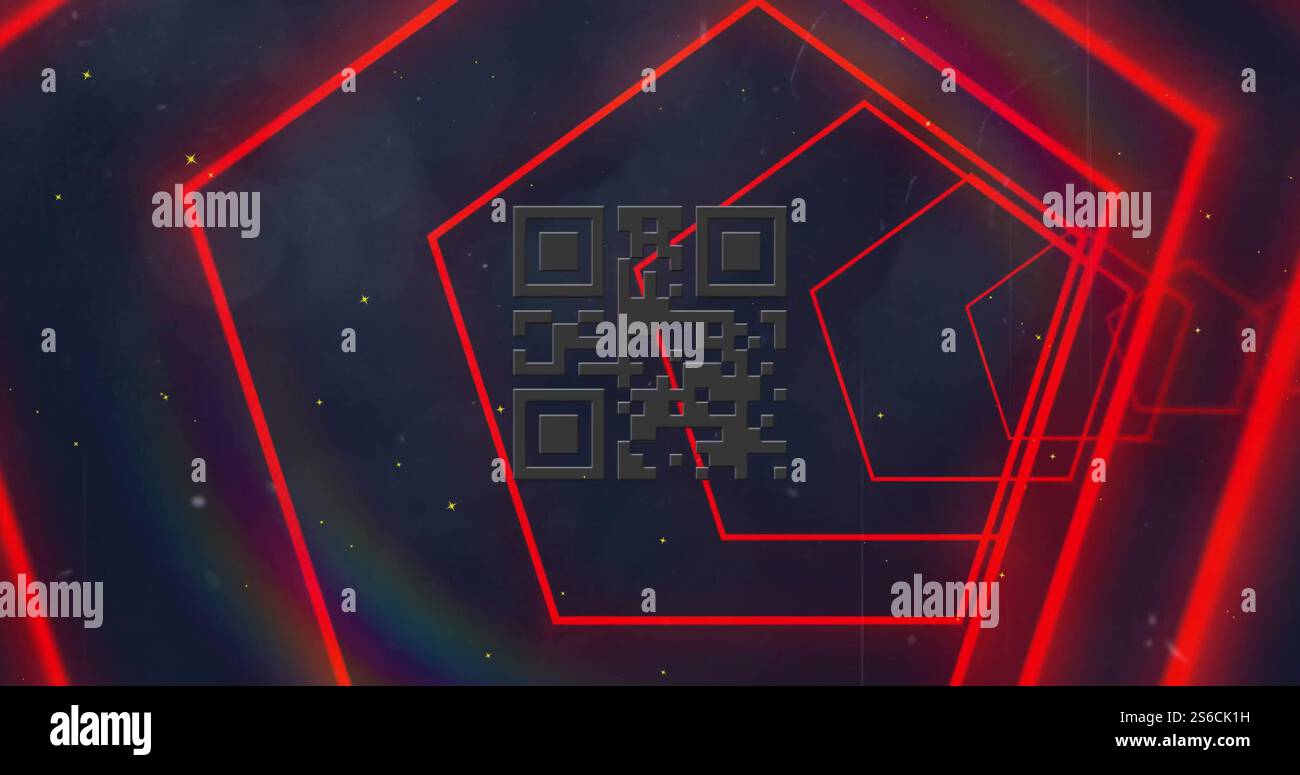 Image of qr code over red digital tunnel Stock Photo - Alamy