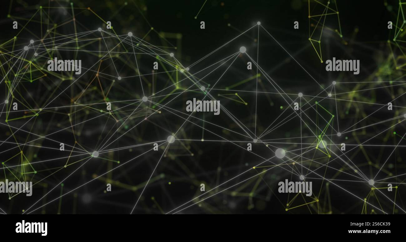 Image of network of connections over shapes Stock Photo - Alamy