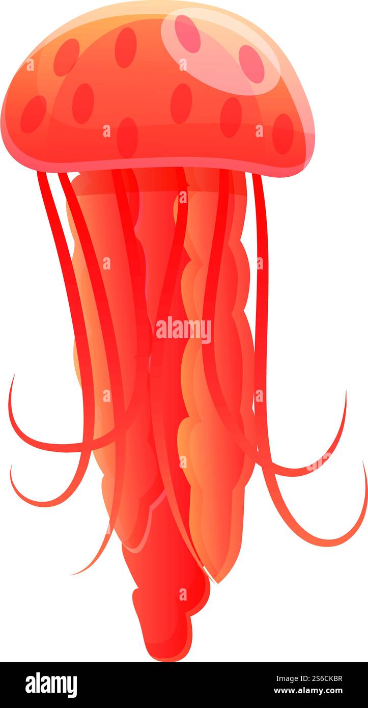 Red jellyfish icon. Cartoon of red jellyfish vector icon for web design ...