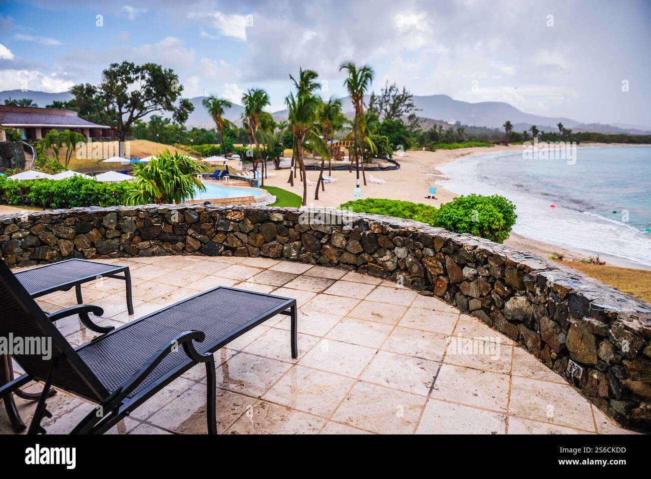 St. Croix, USVI USA - March 27, 2018: Private balcony at The Buccaneer ...