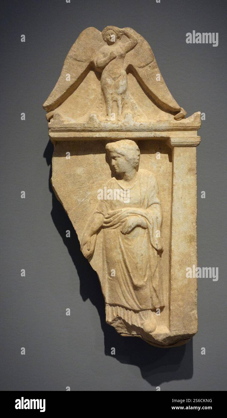 Funerary stele of a woman (Boston Stock Photo - Alamy