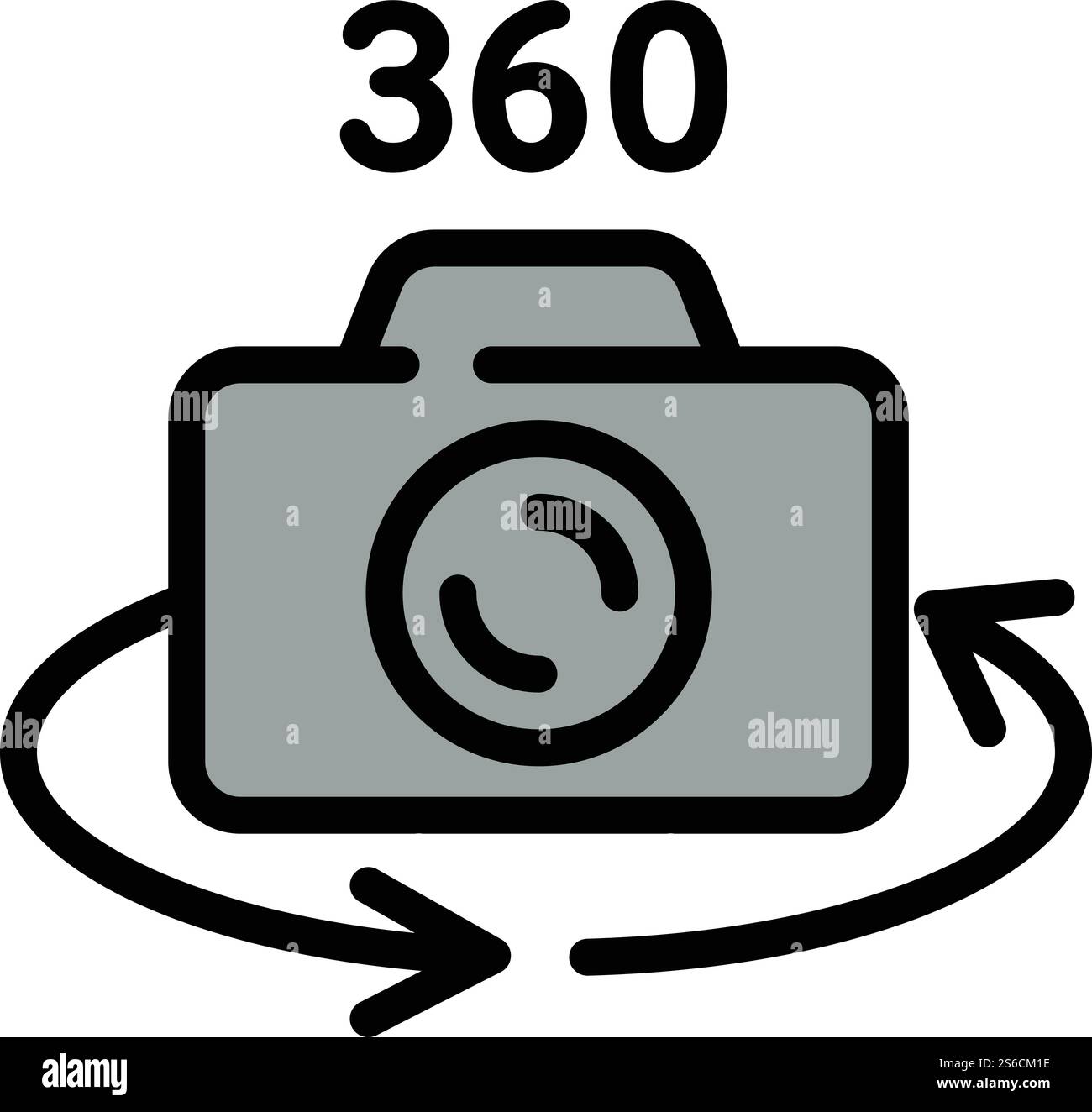 360 grade camera icon. Outline 360 grade camera vector icon for web ...