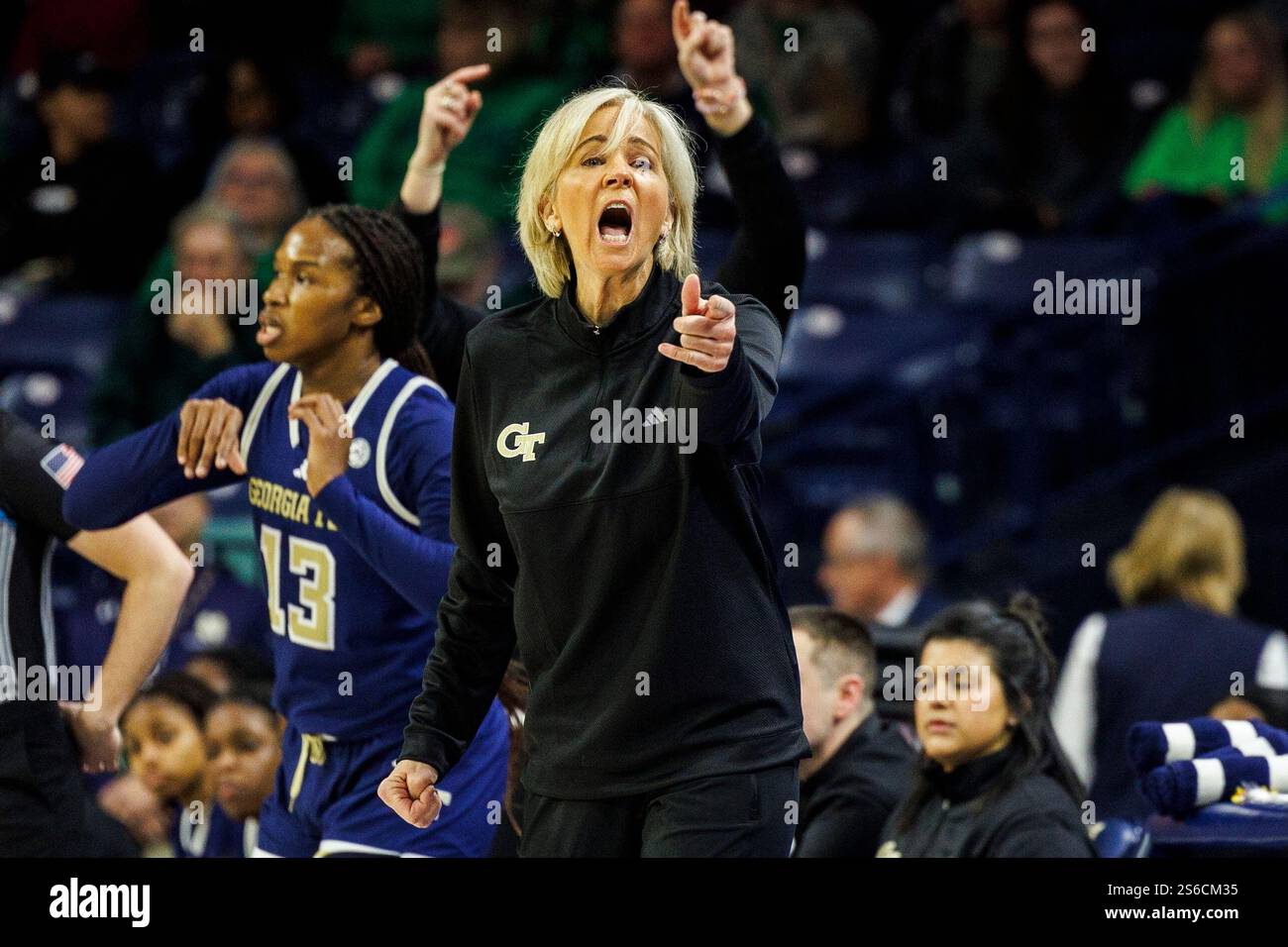 Georgia Tech head coach Nell Fortner encourages her team during the ...