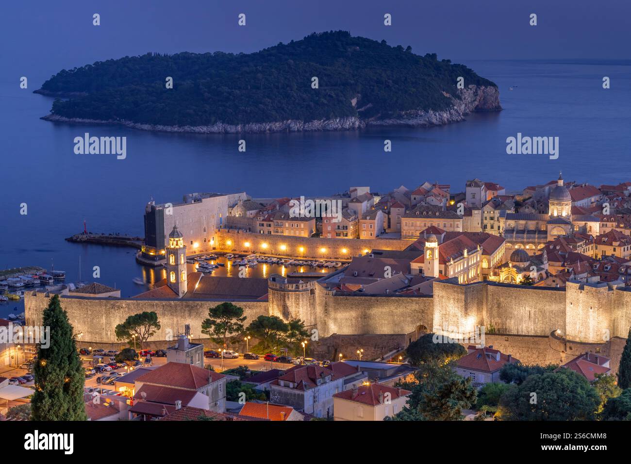 The city skyline at night, Dubrovnik, Croatia, Europe Stock Photo - Alamy