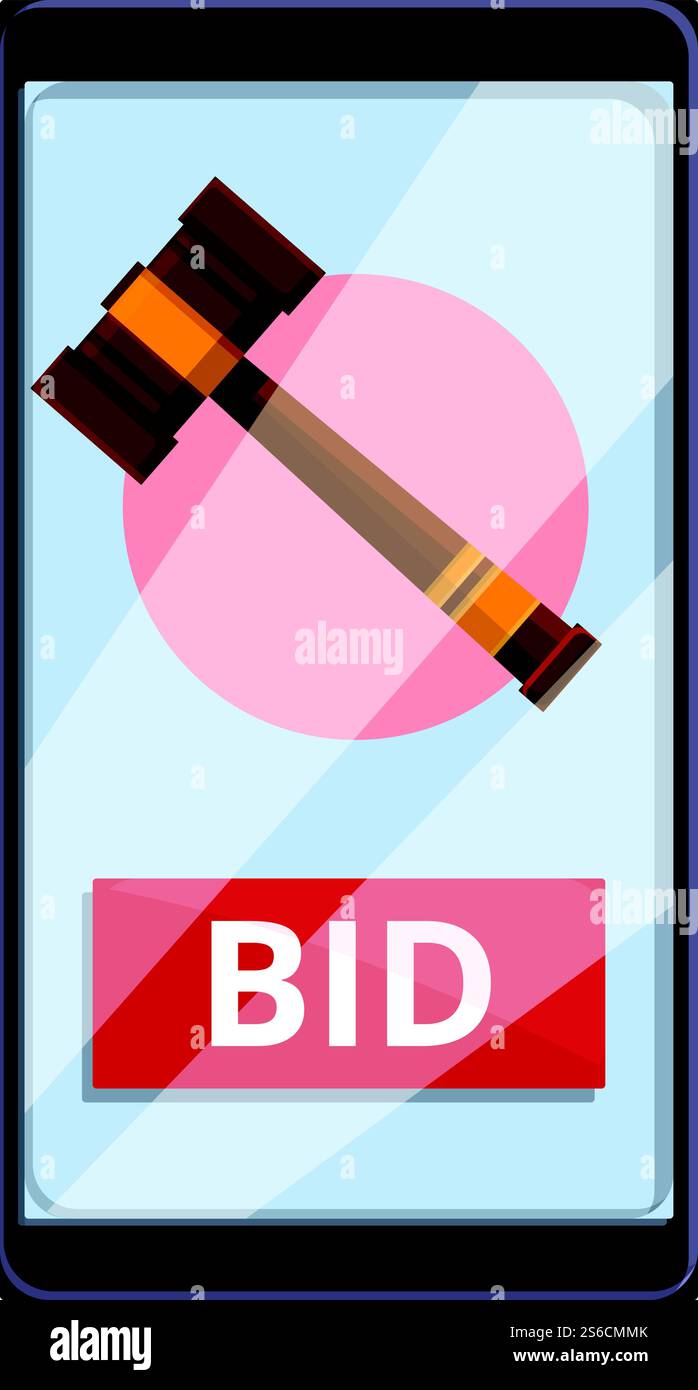 Smartphone auction bid icon. Cartoon of smartphone auction bid vector ...