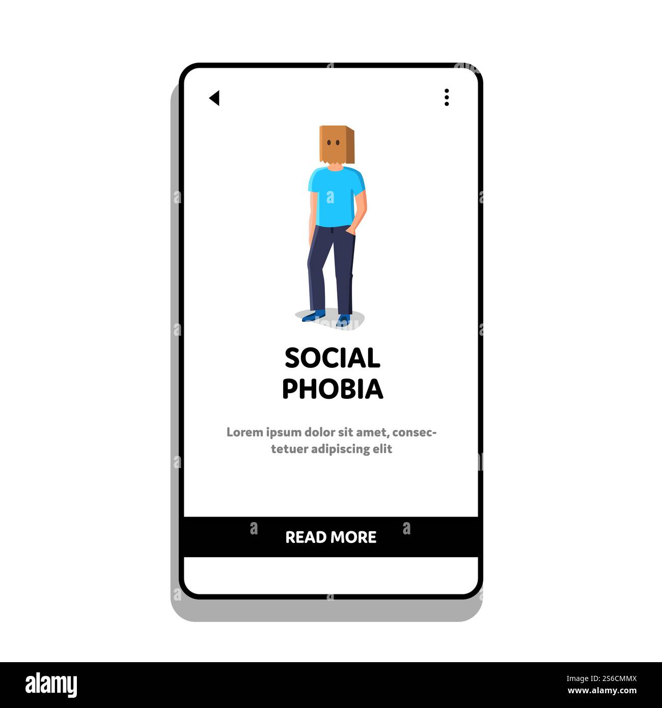Social Phobia Problem Man With Bag On Head Vector. Boy With Social ...