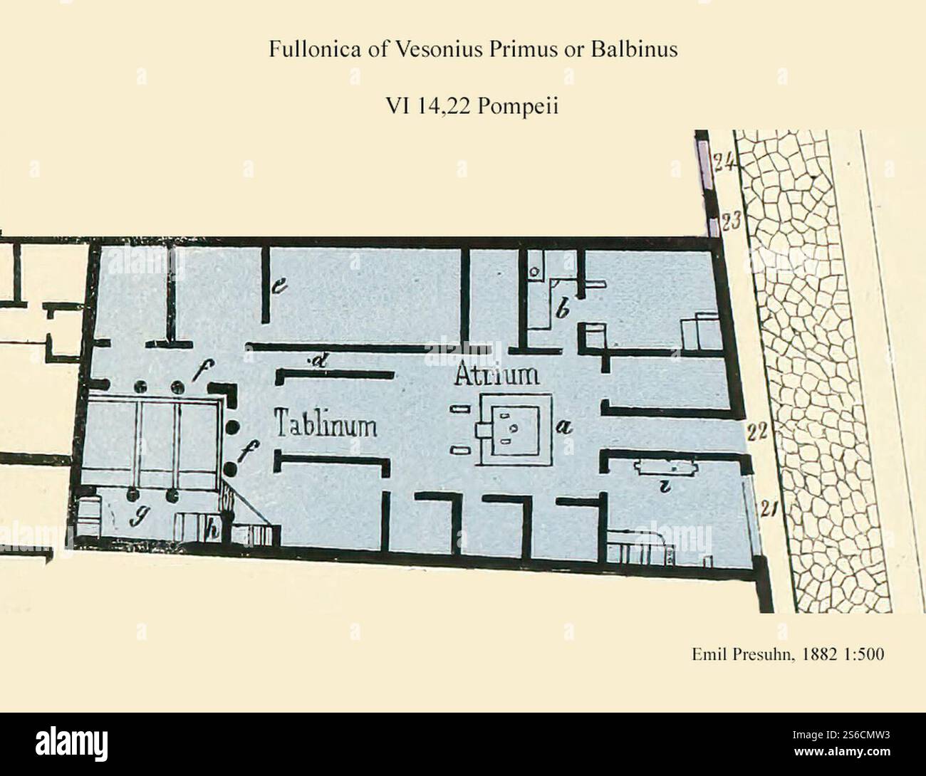 Fullonica of Vesonius Primus Floorplan Emil Presuhn, 1882 Stock Photo ...