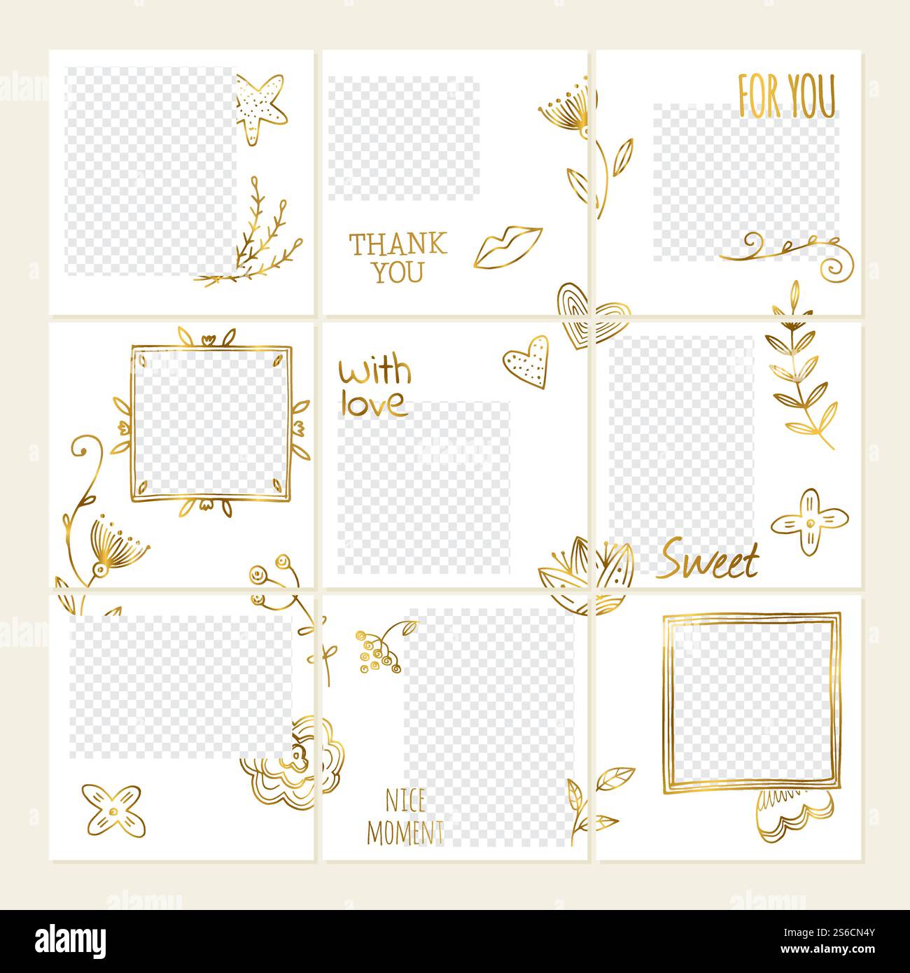 Inspired by instagram vector social media collage template with doodle ...