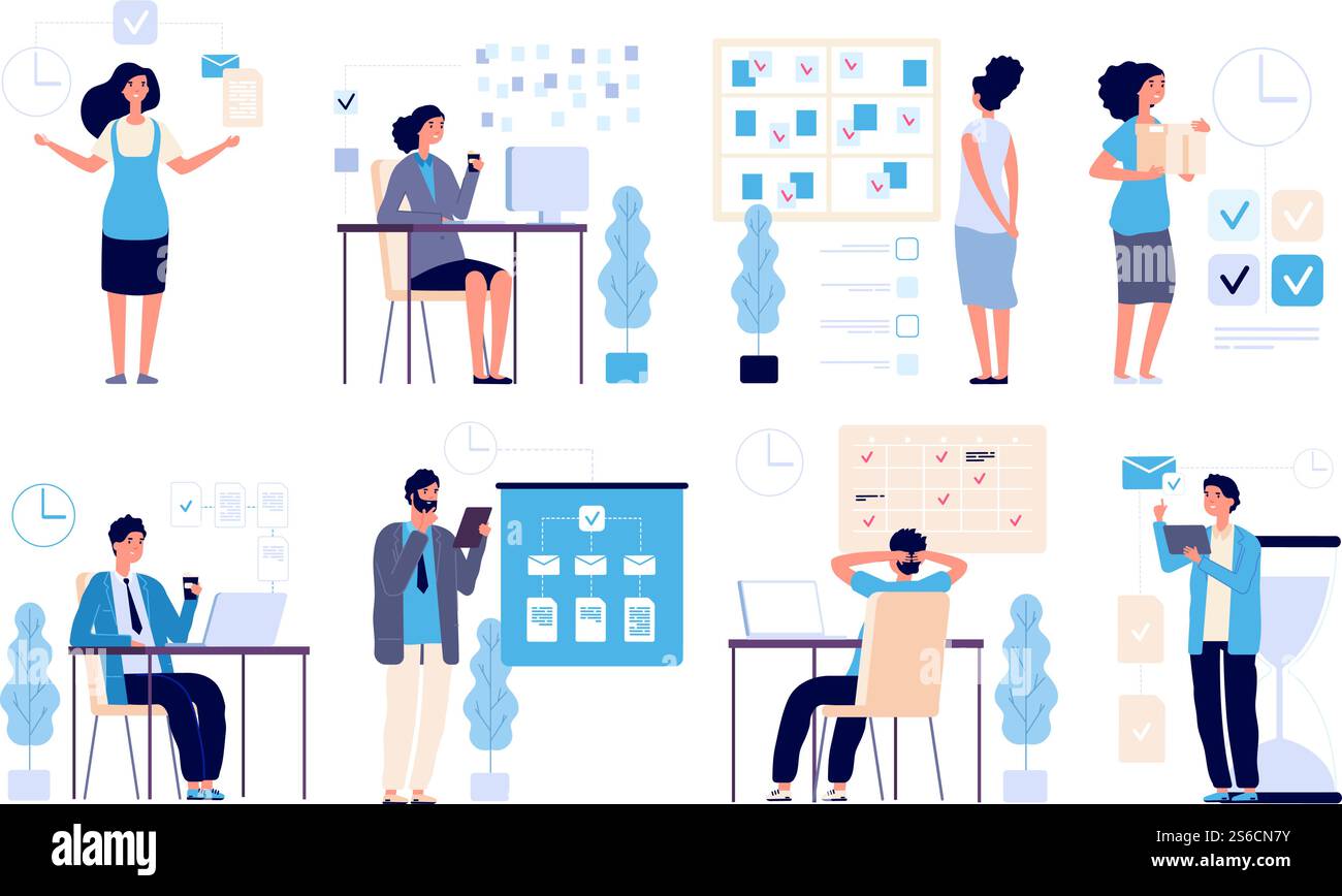 Time management. Business people managed tasks, planning office ...