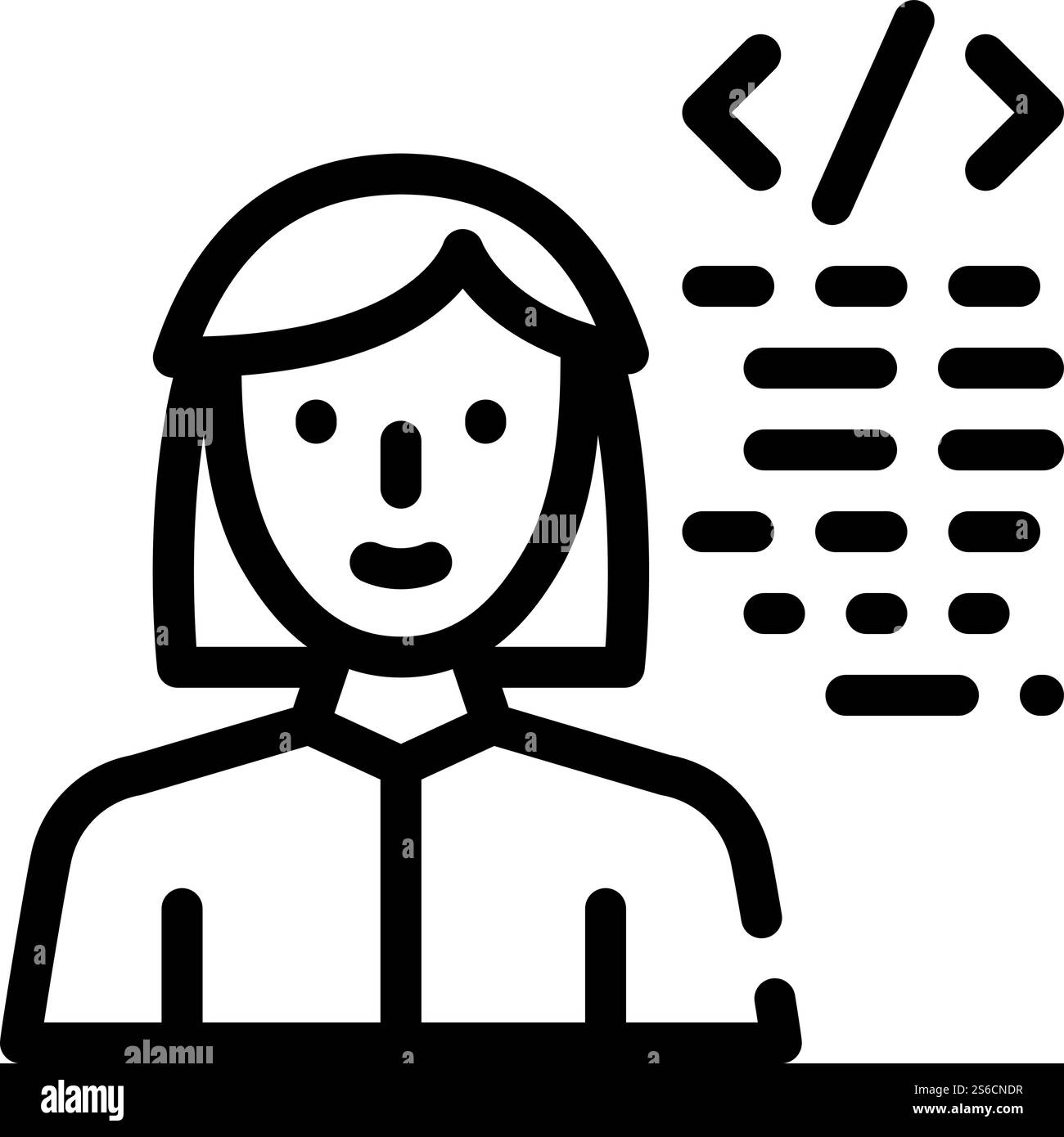 programmer woman job line icon vector. programmer woman job sign ...