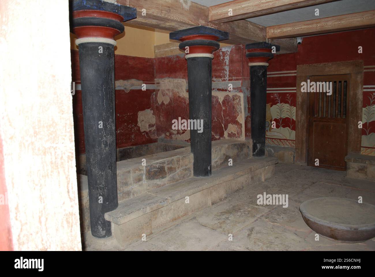 The Throne Room at the Ancient Ruins at Knossos, near Heraklion, Crete ...