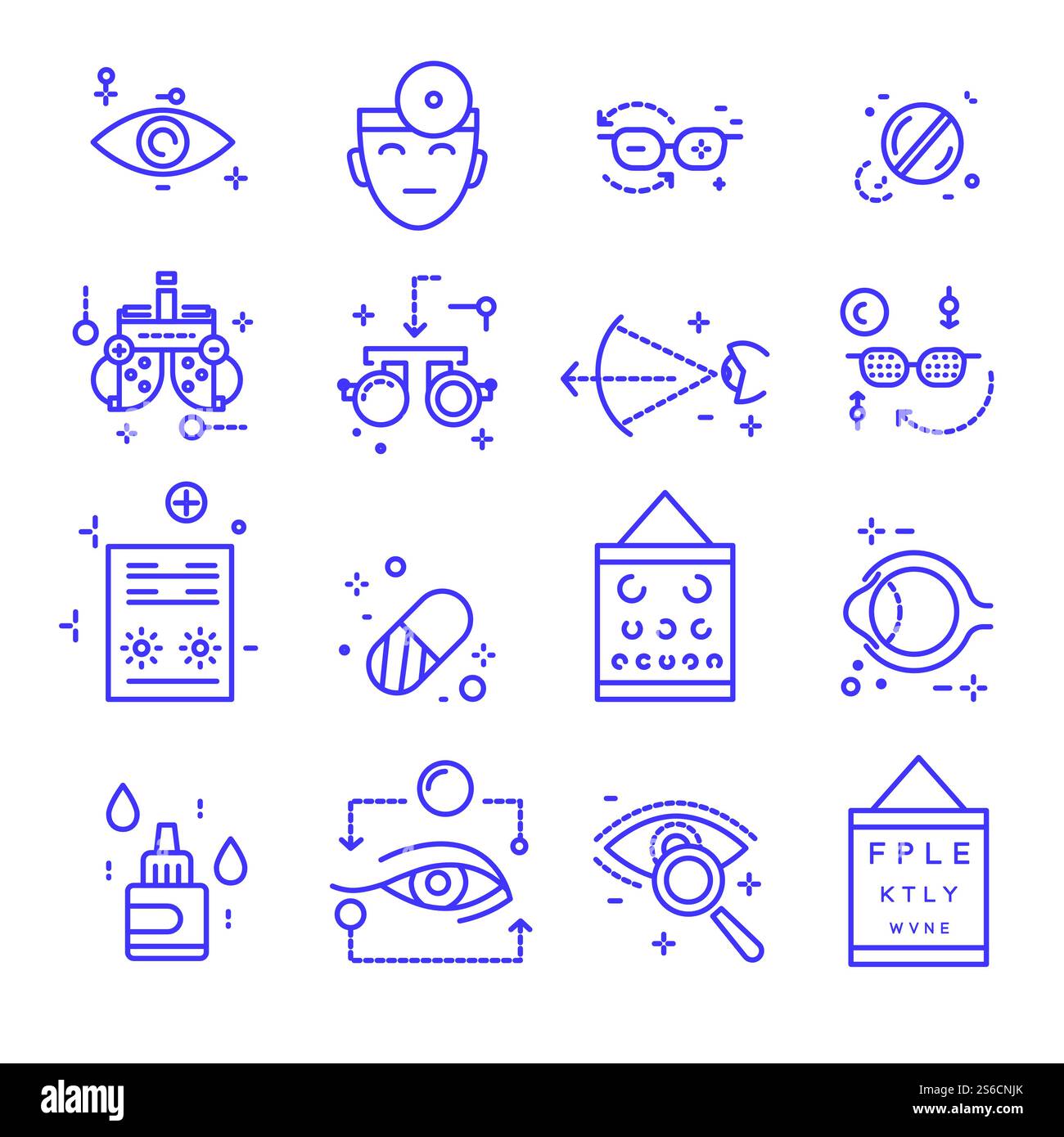 Ophthalmology isolated linear icons, eyes treatment, medicine and ...