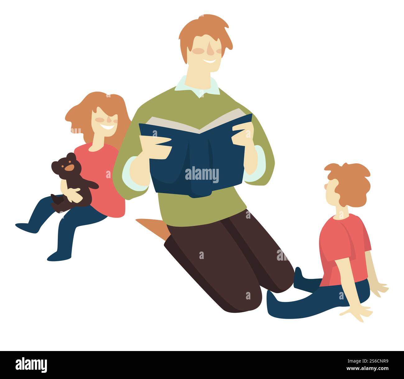 Siblings reading book home Stock Vector Images - Alamy